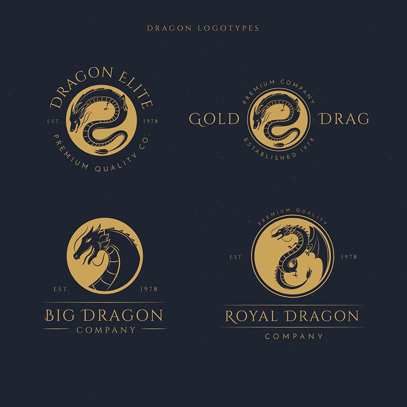 36个龙形LOGO标志矢量模板，AI源文件 - 样机模版 - 素材集市